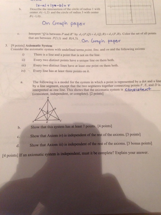 Solved Consider the axiomatic system with undefined | Chegg.com