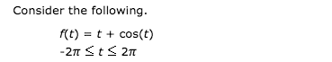 Solved Consider the following. f(t) = t + cos(t) -2pi