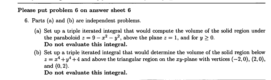 Solved Help, thank you! (a) Set up a triple iterated | Chegg.com