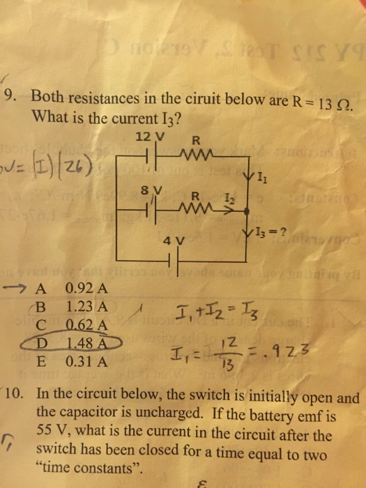 Solved Both resistances in the ciruit below are R = 13 ohm. | Chegg.com