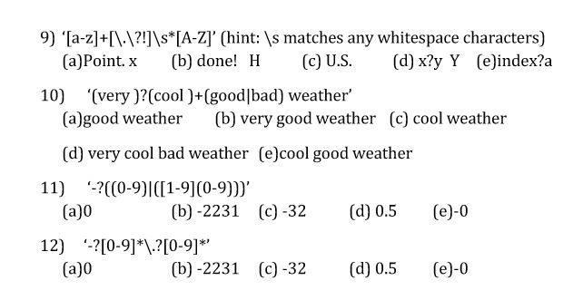 Solved Part Ii Regular Expression 1 Chose Matches For