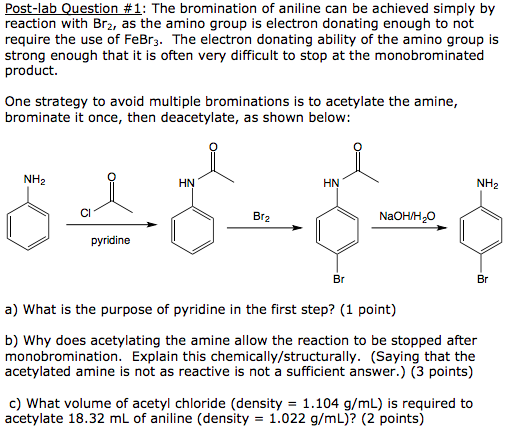 Solved Post-lab Question #1: The bromination of aniline can | Chegg.com