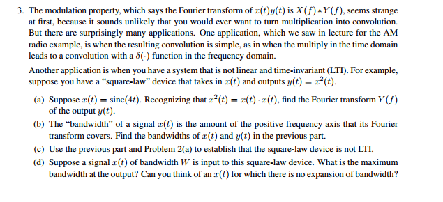 Solved The modulation property, which says the Fourier | Chegg.com
