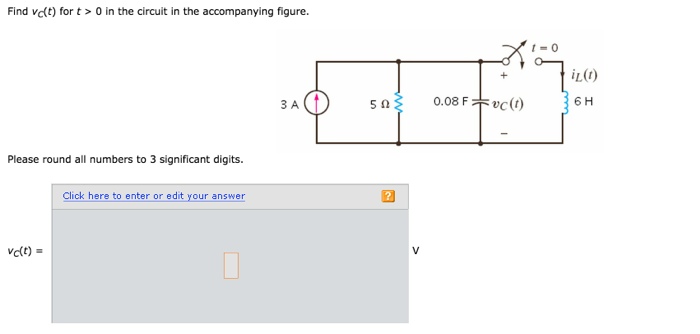 Solved Find vc(t) for t > 0 in the circuit in the | Chegg.com