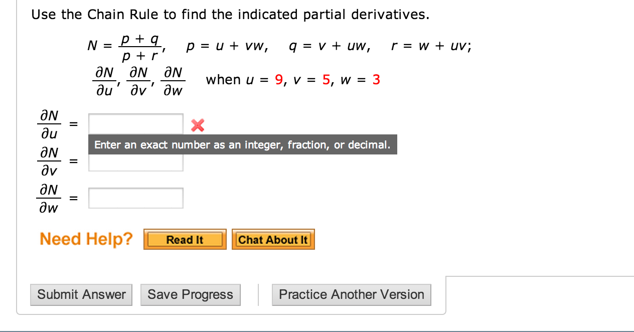 Solved Use the Chain Rule to find the indicated partial | Chegg.com