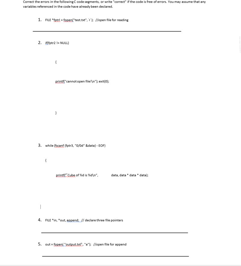 Solved Correct the errors in the following C code segments, | Chegg.com