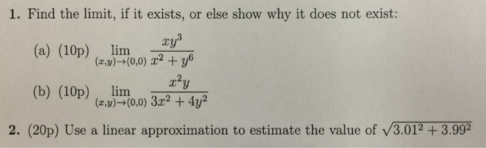 Solved calculus III limits and linear approximation, numbers | Chegg.com