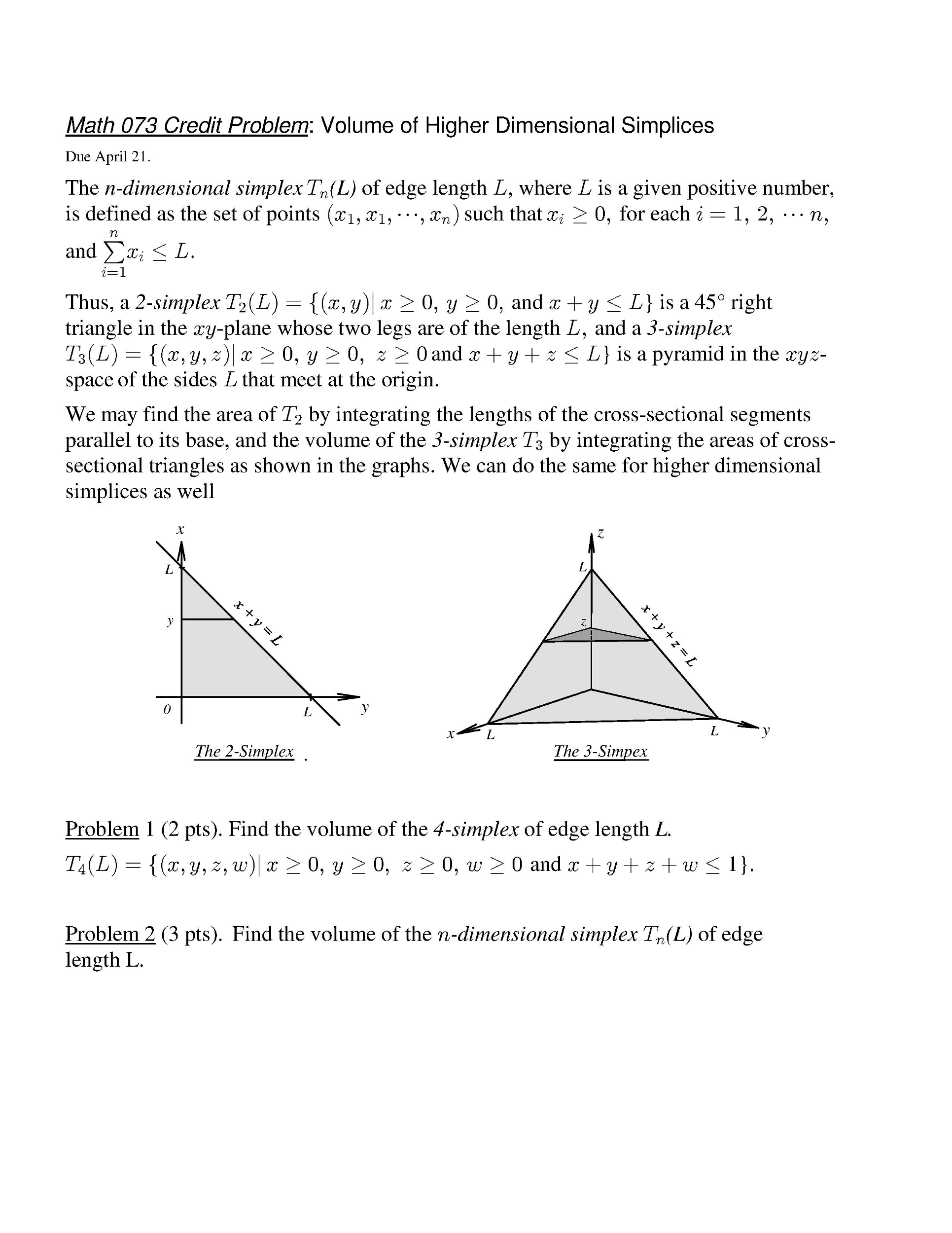 Volume of Higher Dimensional Simplices The | Chegg.com