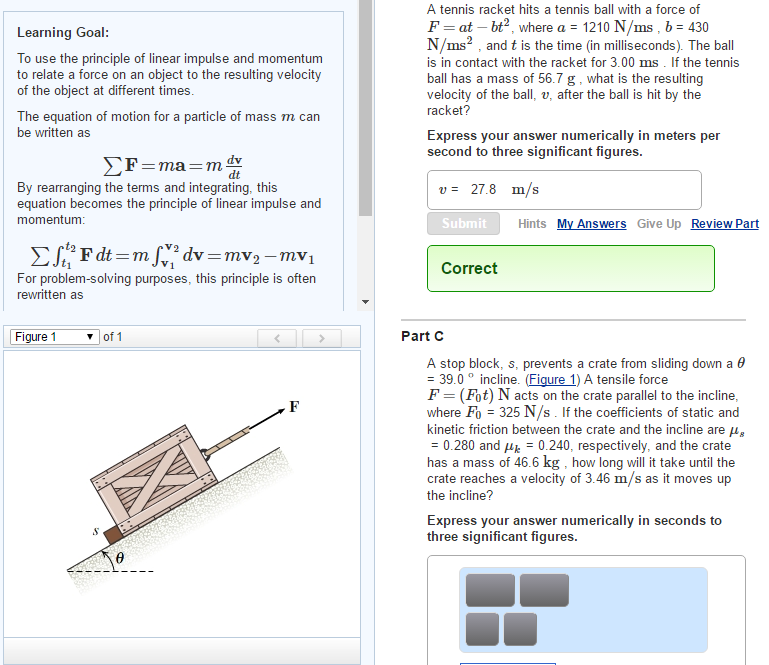 Solved Learning Goal: To use the principle of linear impulse | Chegg.com
