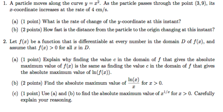 Solved 1. A particle moves along the curve y-2. As the | Chegg.com