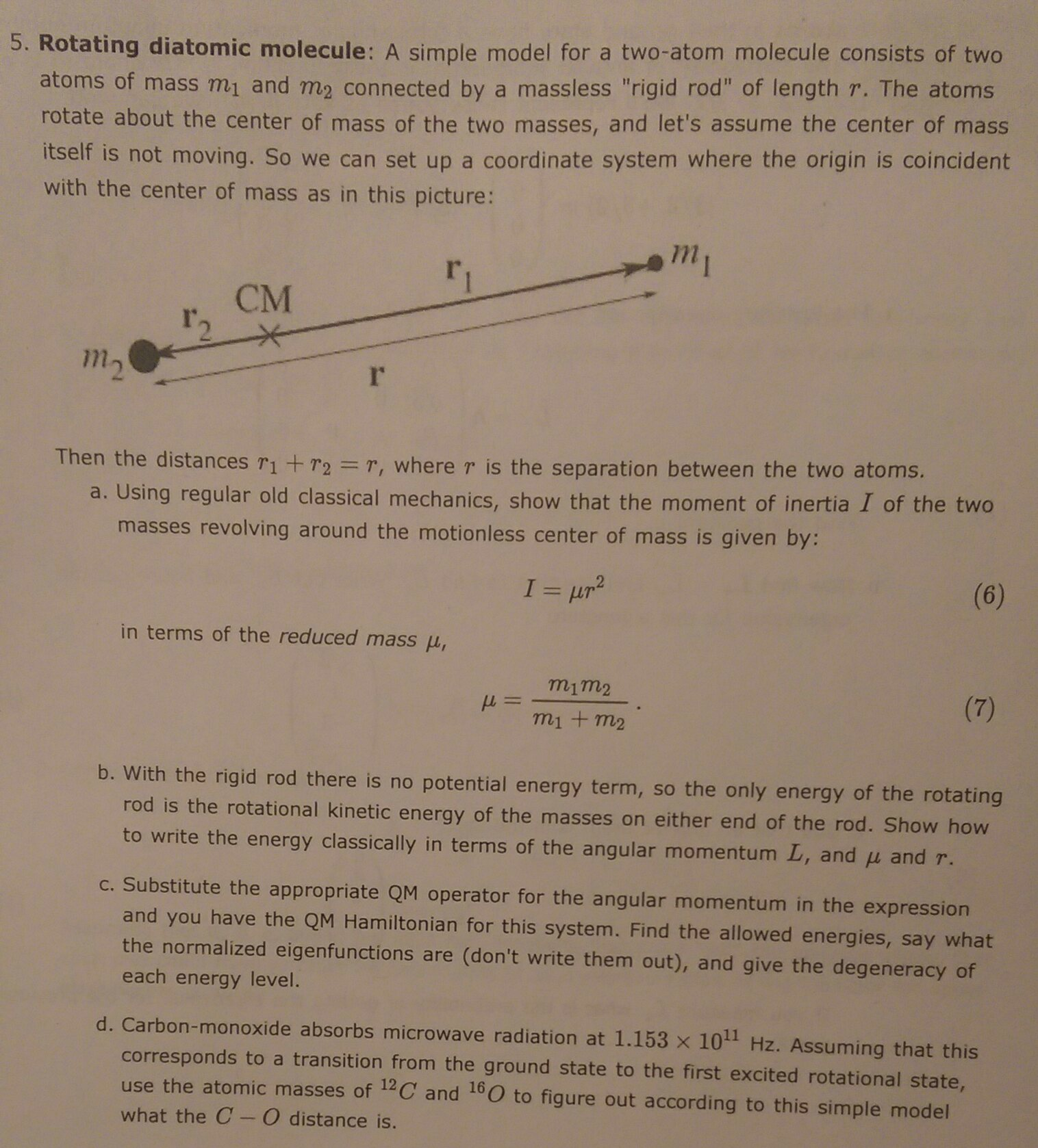 Quantum Mechanics5. Rotating diatomic molecule: A | Chegg.com