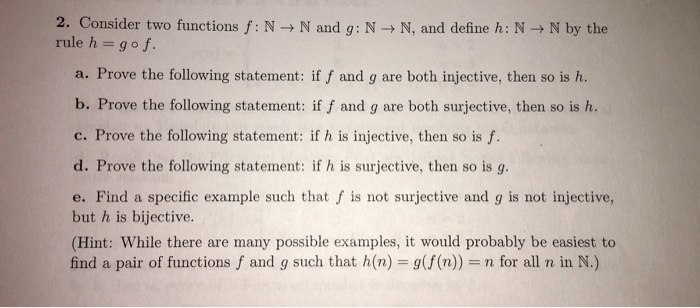 Solved Consider two functions f: N rightarrow N and g: N | Chegg.com