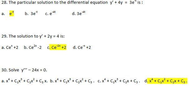 Solved 28.The particular solution to the differential | Chegg.com