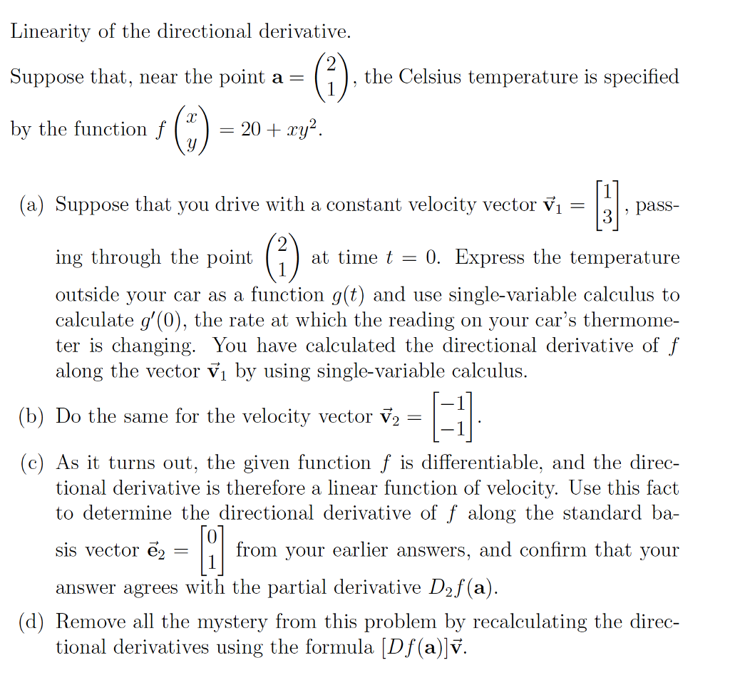Solved Linearity of the directional derivative Suppose that, | Chegg.com