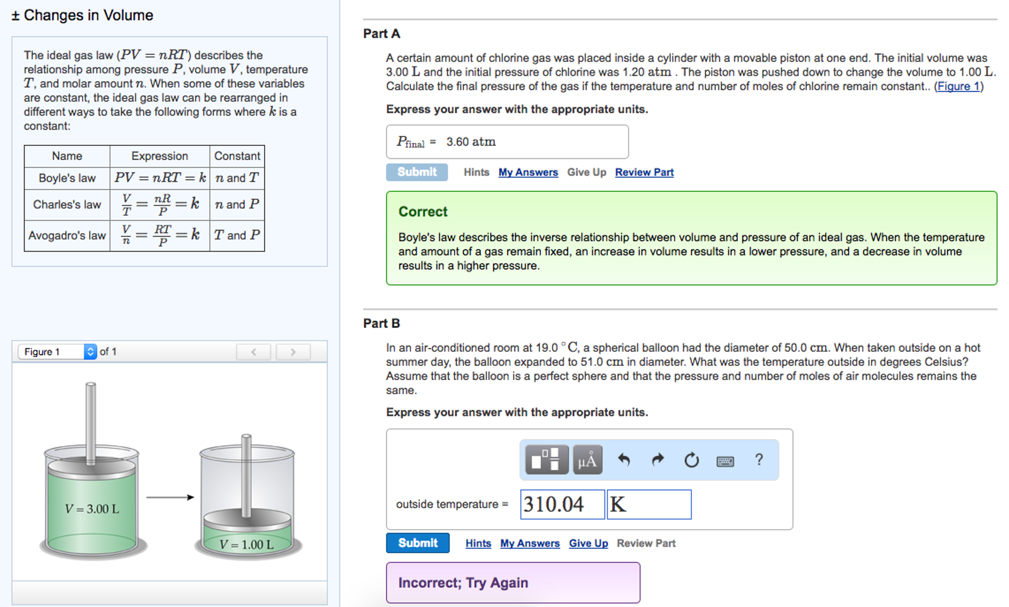 Solved The ideal gas law (PV = n_ RT) describes the | Chegg.com