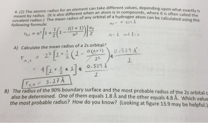 Solved The atomic radius for an element can take different | Chegg.com