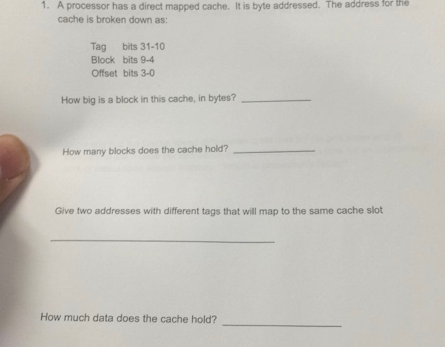 Solved A processor has a direct mapped cache. It is byte | Chegg.com