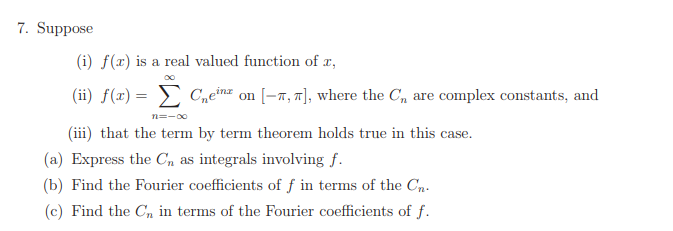 Solved . Suppose (i) f(x) is a real valued function of r | Chegg.com