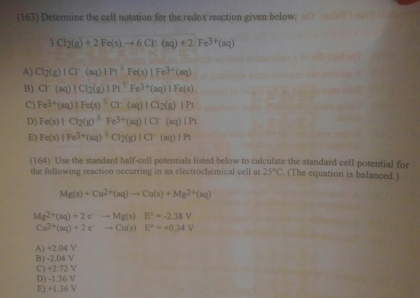 Solved Determine the cell notation for the redox reaction | Chegg.com