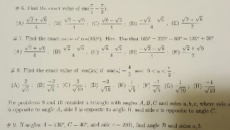 Find the exact value of sin(pi/4 + pi/3). (A) | Chegg.com