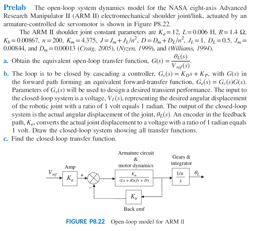 Solved The open-loop system dynamics model for the NASA | Chegg.com