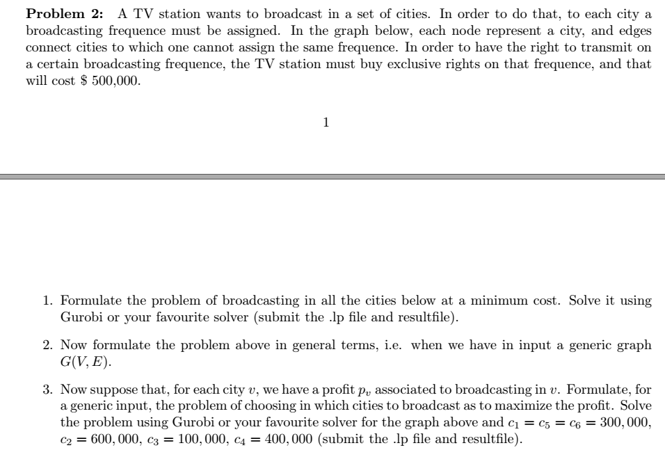 Problem 2: A TV station wants to broadcast in a set | Chegg.com
