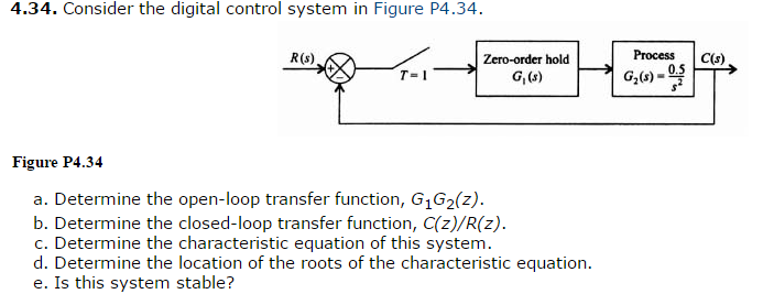 Solved Consider the digital control system in Figure P4.34. | Chegg.com