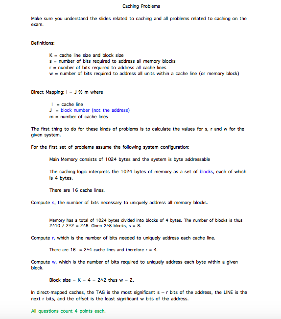 Solved Caching Problems Make sure you understand the slides | Chegg.com