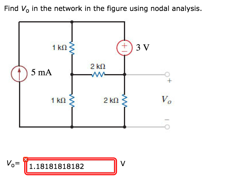 Solved Find Vo in the network in the figure using nodal | Chegg.com