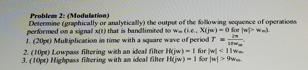 Solved Problem 2: (Modulation) Determine (graphically or | Chegg.com