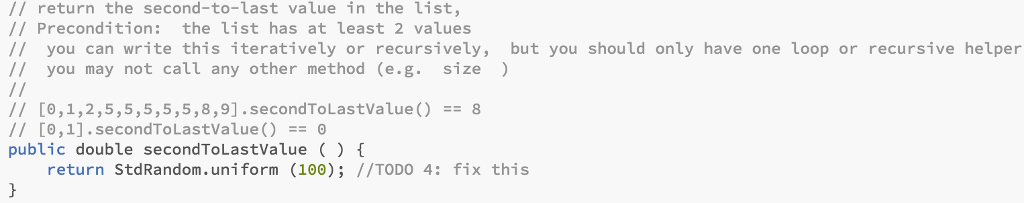 Solved // return the second-to-last value in the list, // | Chegg.com