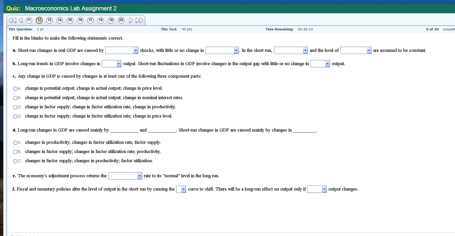 Solved Fill in the blanks to make the following statements | Chegg.com