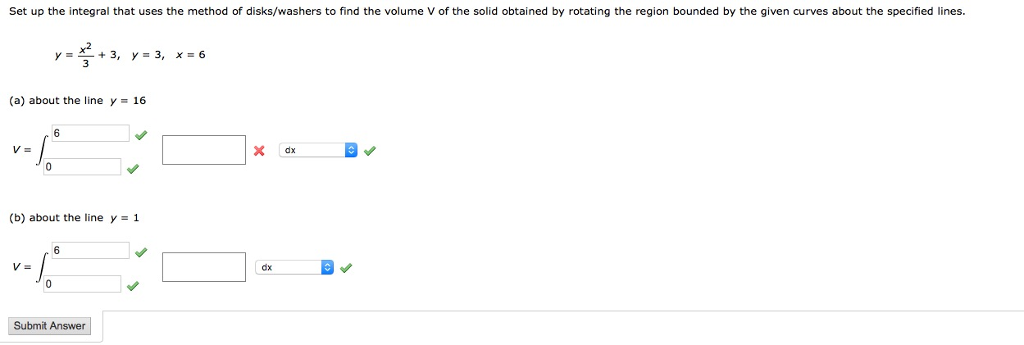 Solved Set up the integral that uses the method of | Chegg.com