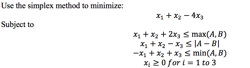 Solved Use the simplex method to minimize: X1 + X2-4X3 x1 x2 | Chegg.com