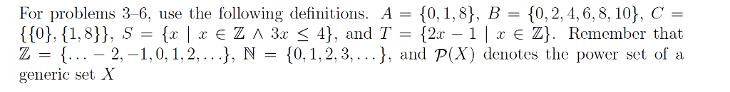 Solved For problens 3 6, use the following definitions. | Chegg.com Solved For problens 3 6, use the following definitions. | Chegg.com