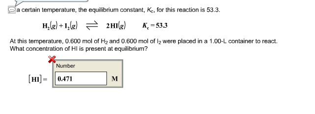 Solved a certain temperature, the equilibrium constant, Kc, | Chegg.com