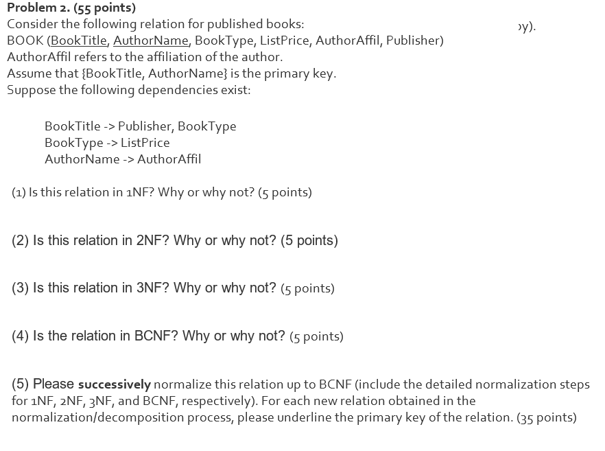 Solved Consider the following relation for published books: | Chegg.com