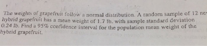 Solved The weights of grapefruit follow a normal | Chegg.com