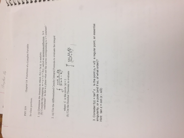 Solved PHY 309 Chapter 14 Functions of a complex variable | Chegg.com