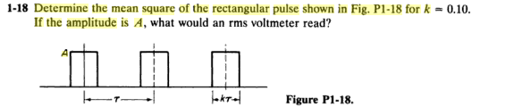 Solved Determine the mean square of the rectangular pulse | Chegg.com