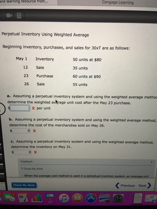 Solved Perpetual Inventory Using Weighted Average Beginning | Chegg.com