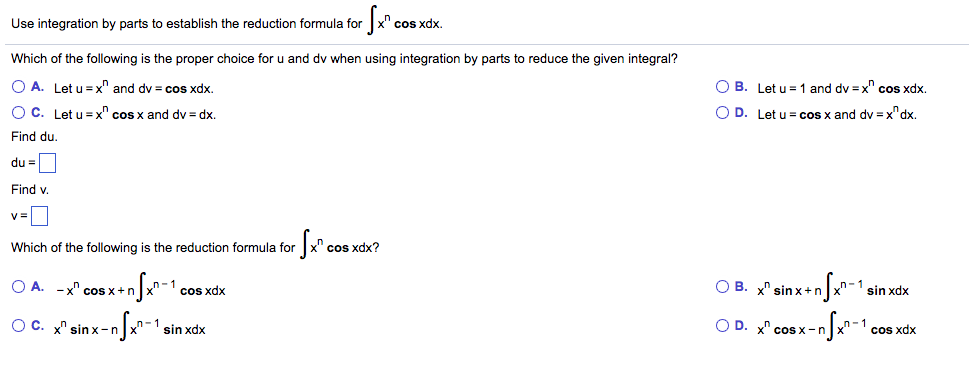 Solved Use integration by parts to establish the reduction | Chegg.com