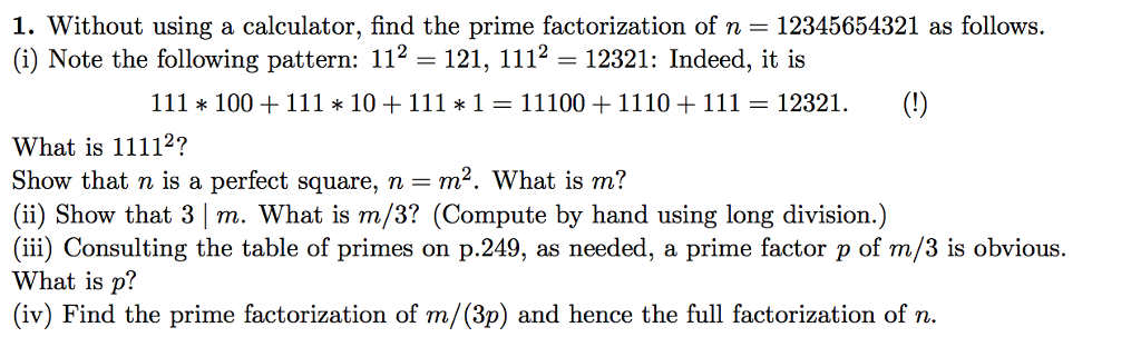 Solved 1. without using a calculator, find the prime | Chegg.com
