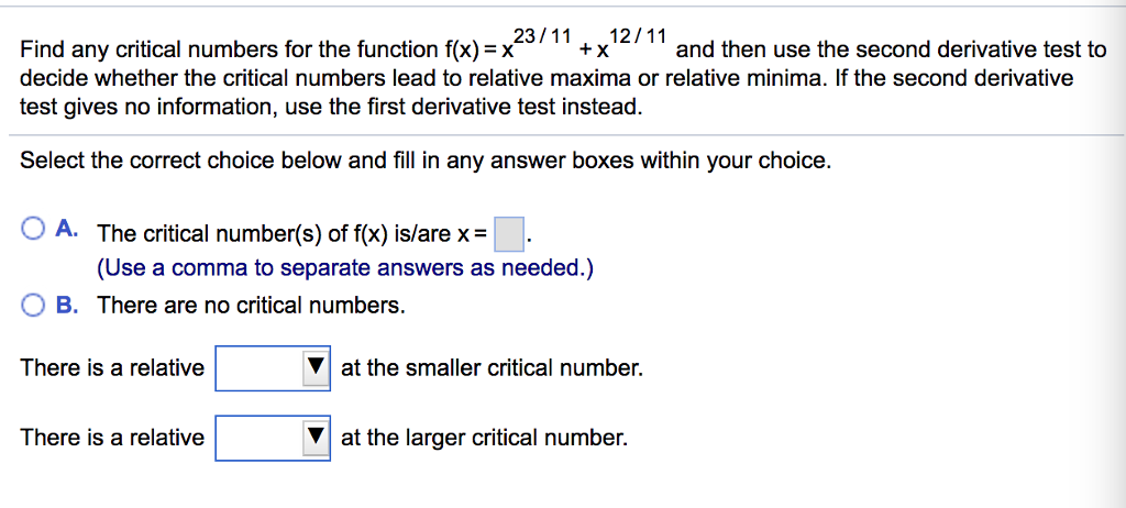 Solved Find Any Critical Numbers For The Function F X