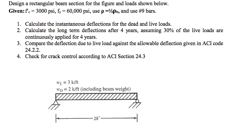 Solved Design a rectangular beam section for the figure and | Chegg.com