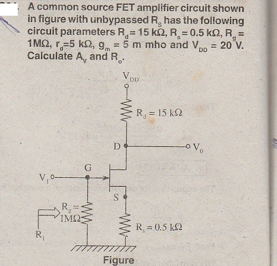 Solved A common source FET amplifier circuit shown in figure | Chegg.com