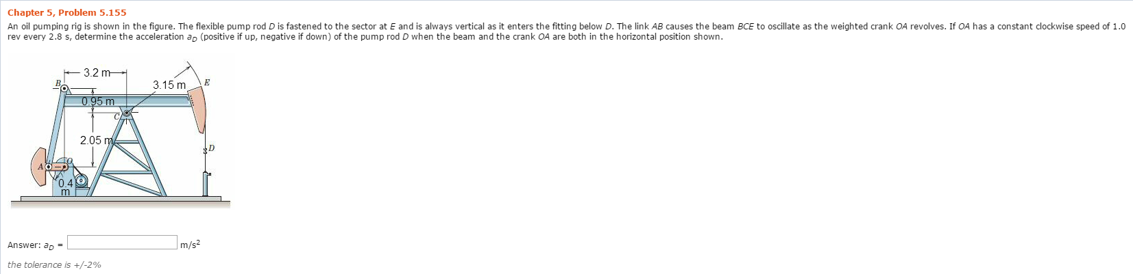Solved Chapter 5, Problem 5.155 An oil pumping rig is shown | Chegg.com