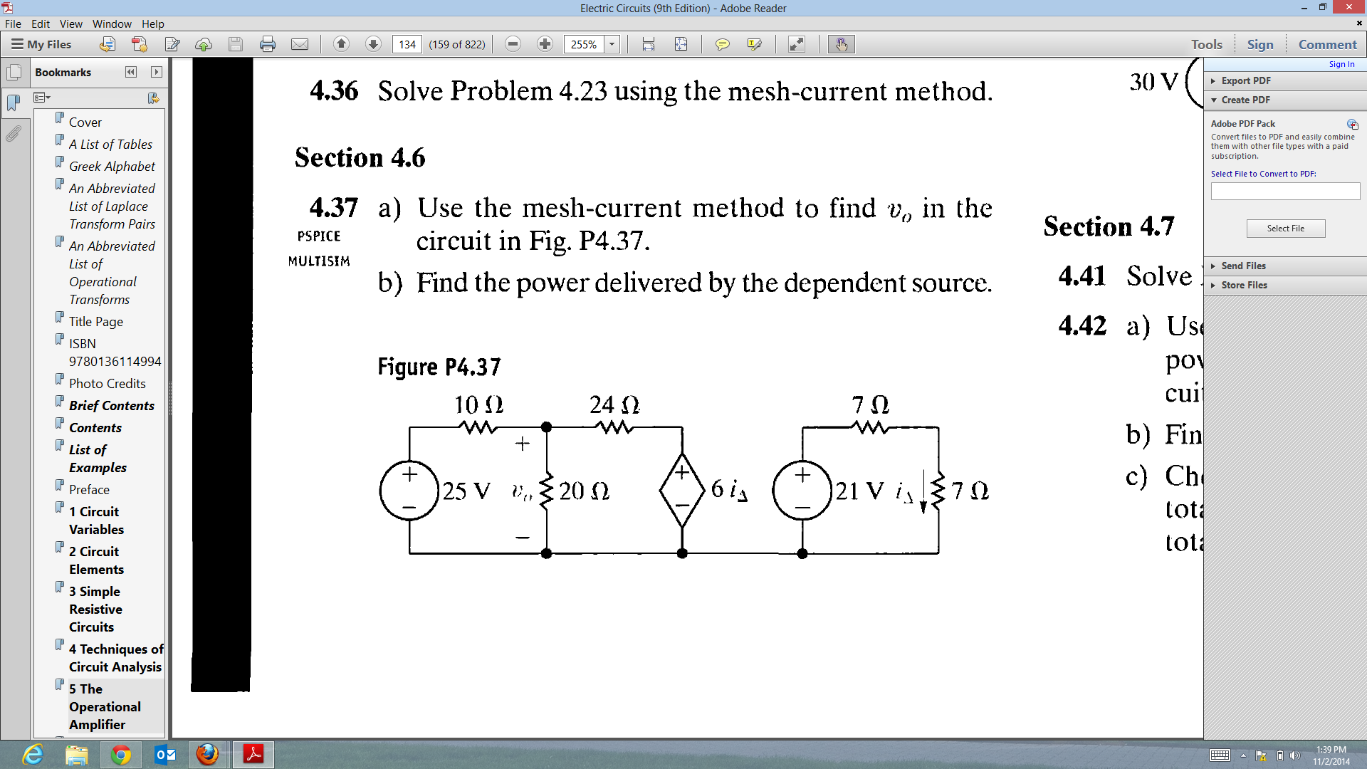 Solved 4.36 Solve Problem 4.23 using the mesh-current | Chegg.com