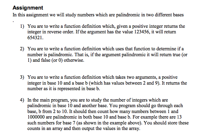 Solved Introduction A palindromic number (in base 10) is a | Chegg.com