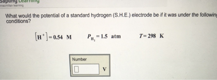 Solved What would the potential of a standard hydrogen | Chegg.com